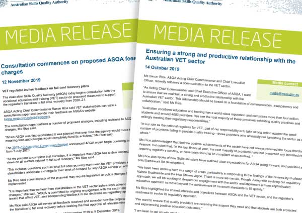 Media releases | Australian Skills Quality Authority (ASQA)